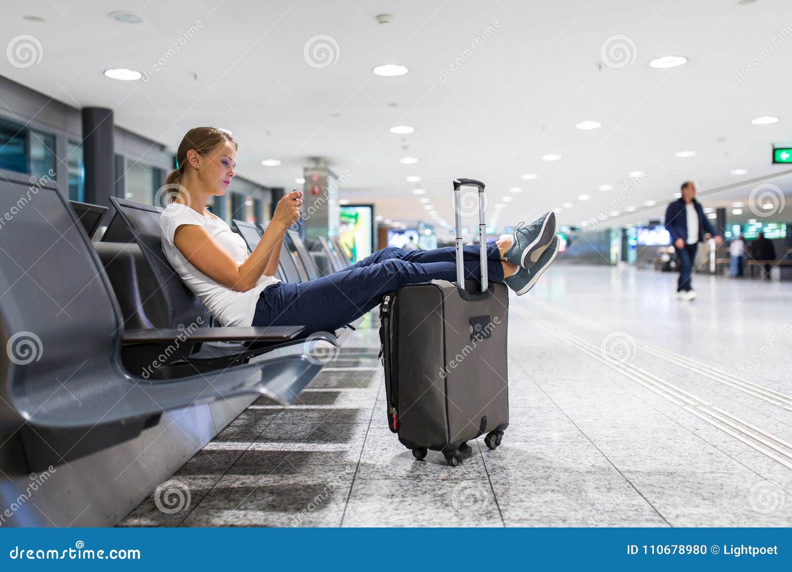 Young Female Passenger at the Airport Stock Photo - Image of airplane ...