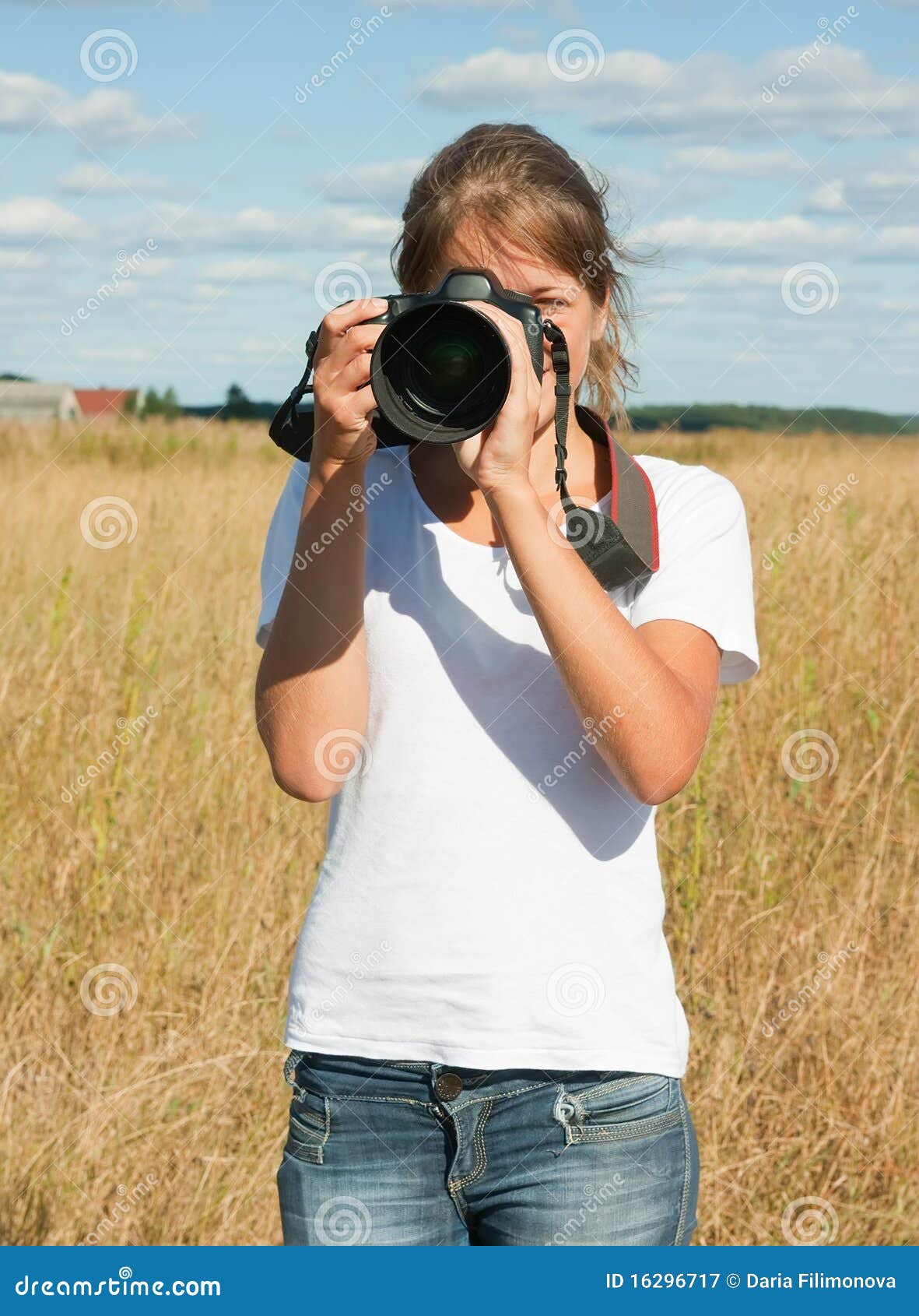Young female photographer stock image. Image of shutter - 16296717