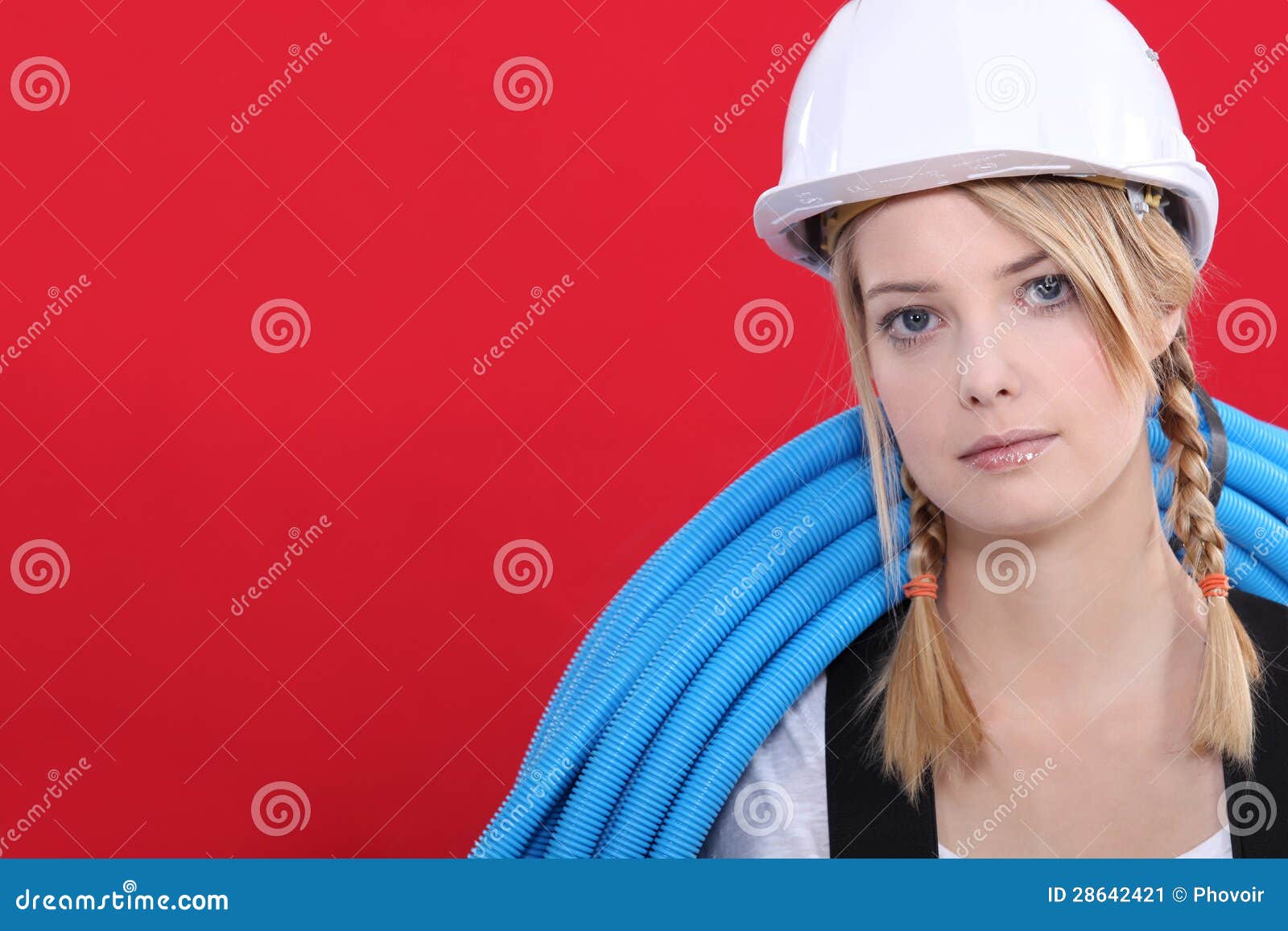 Young female plumber stock image. Image of electrician - 28642421