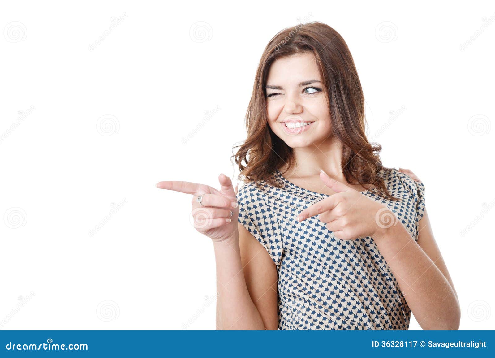 Young Female Pointing Sideways Stock Image - Image of sideway, people ...