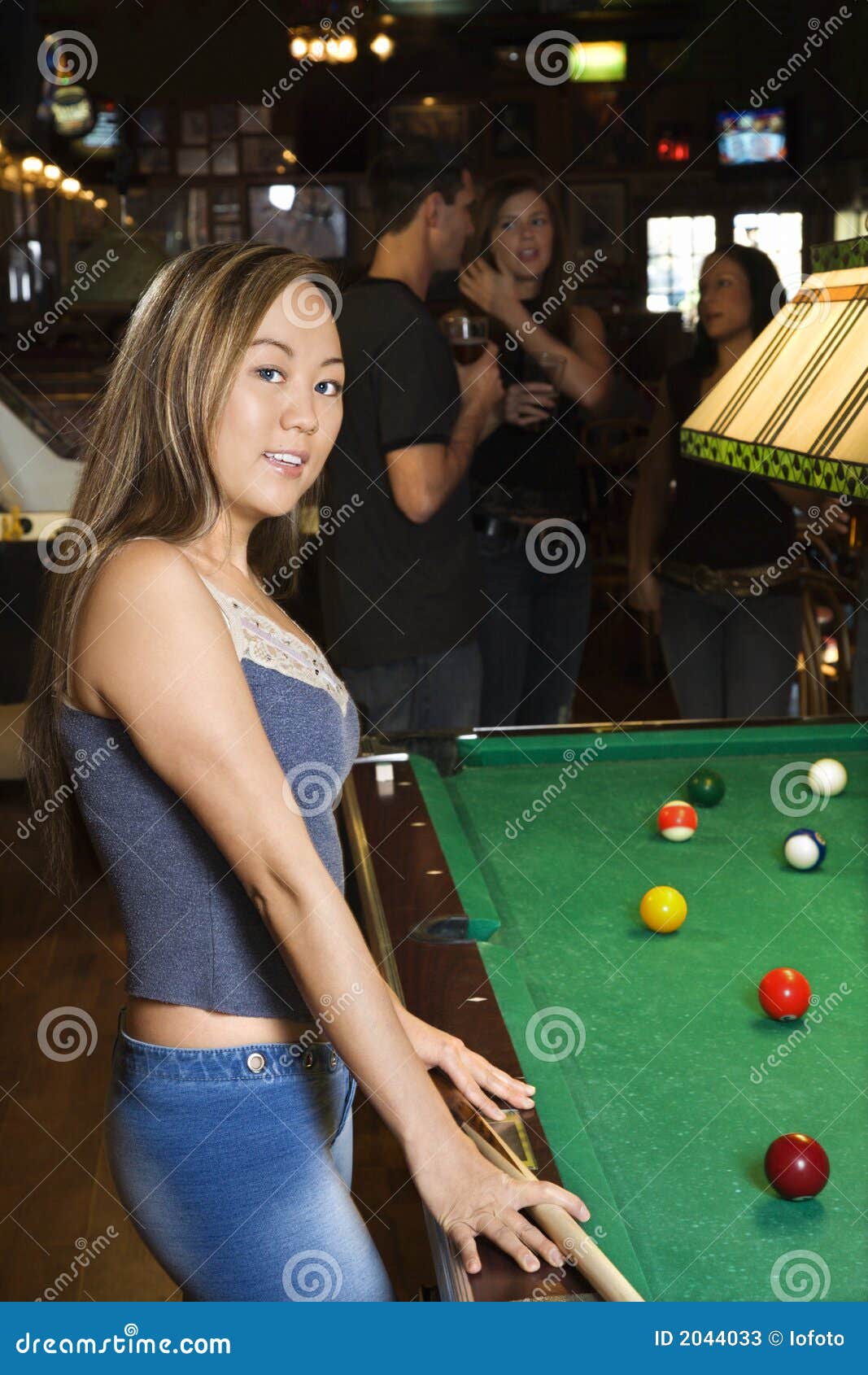 Young Female at Pool Table. Stock Image - Image of adult, length: 2044033