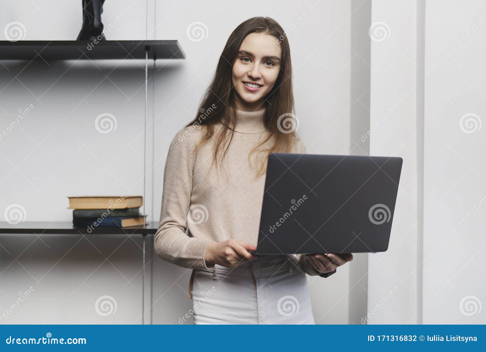 Young Female Professional Working on Laptop, Executing Corporate ...