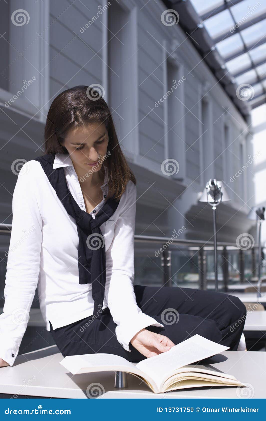 Young Female Reading on Desk Stock Image - Image of pretty, beautiful ...
