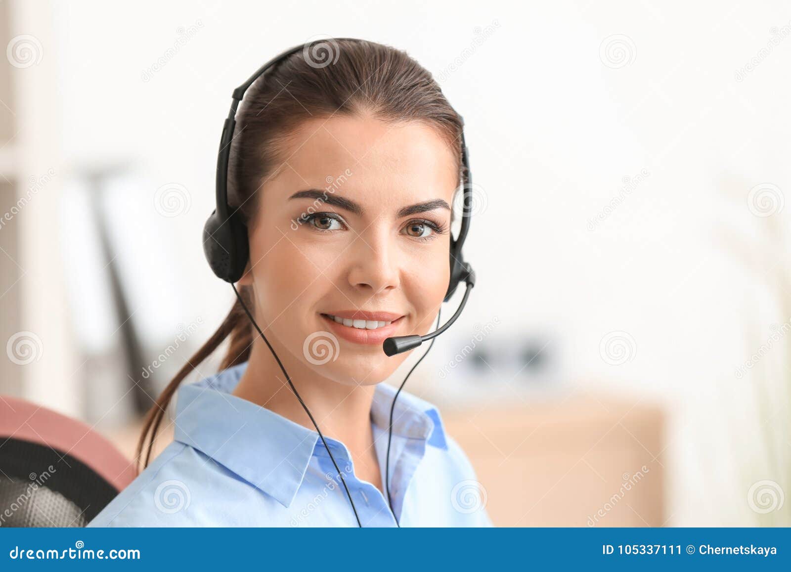 Young female receptionist stock image. Image of office - 105337111