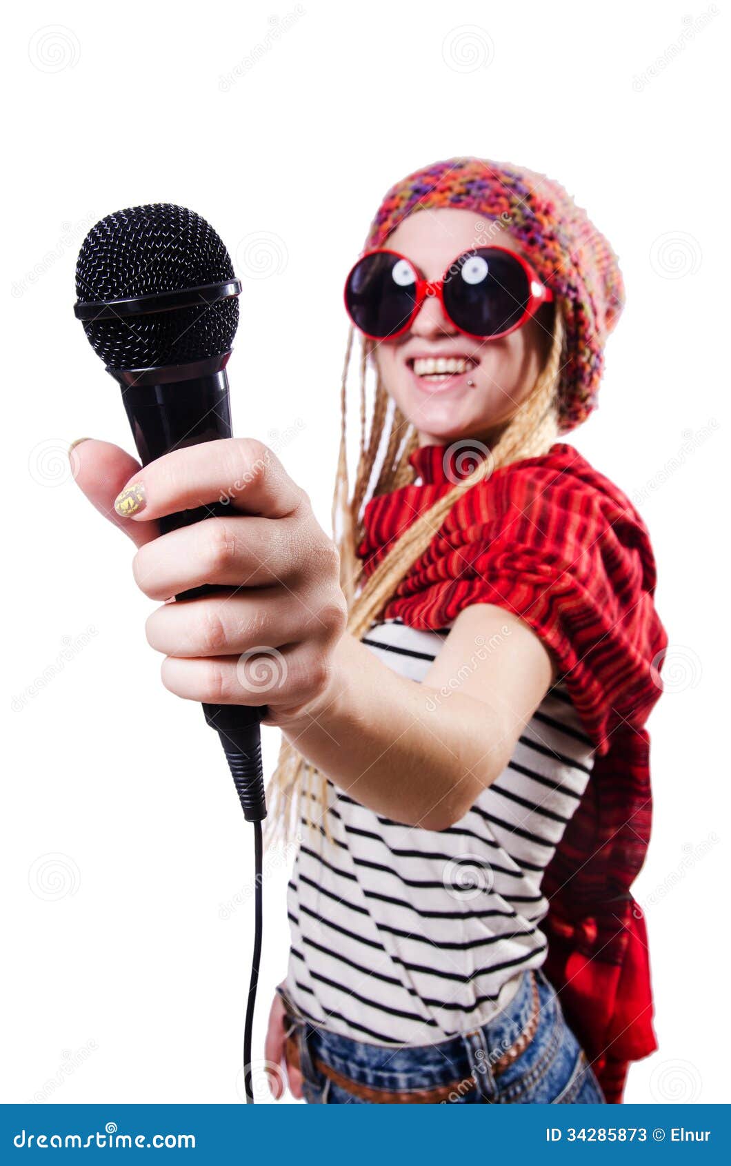 Young Female Singer with Mic Stock Image - Image of musical, female ...