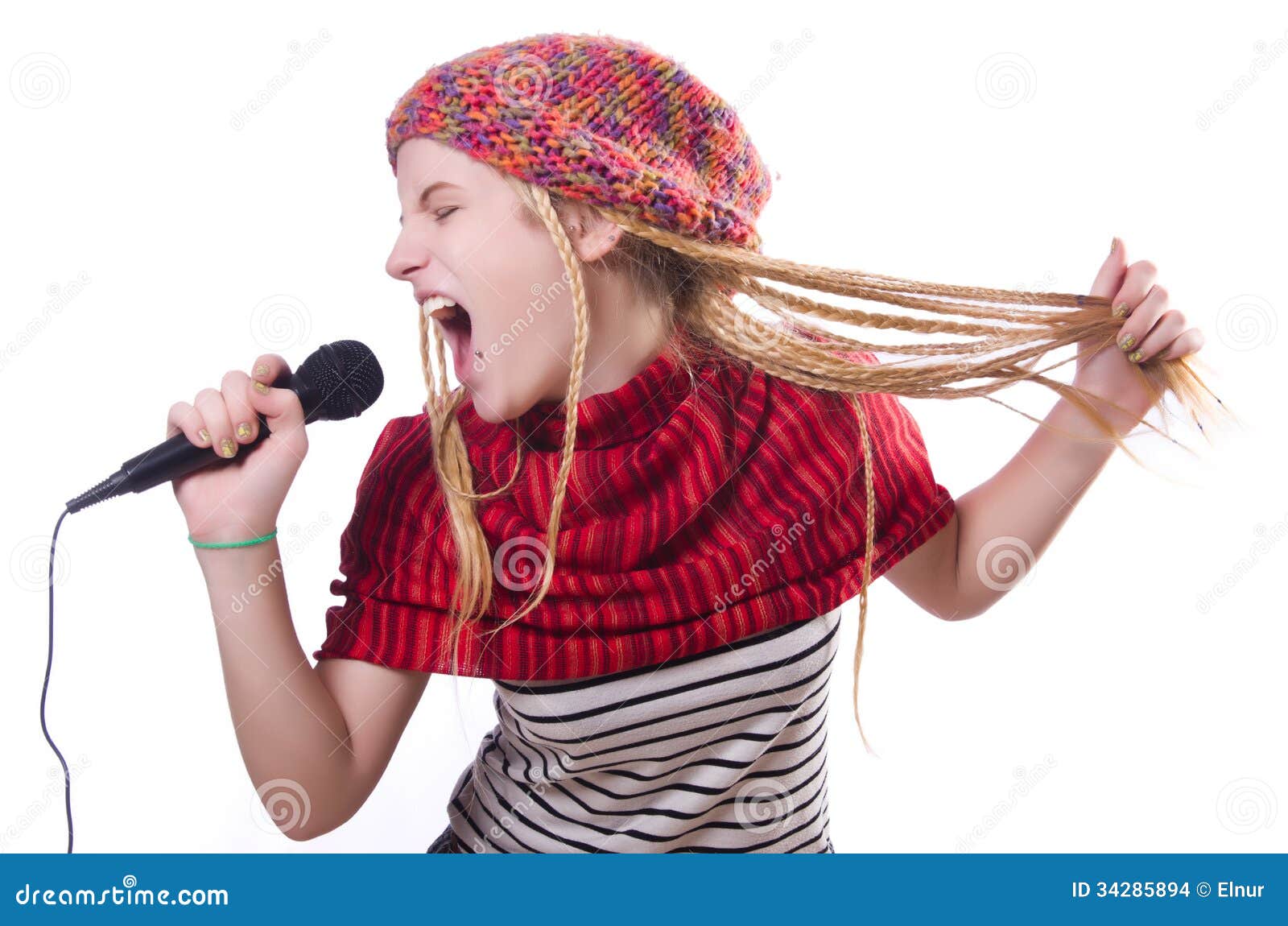 Young Female Singer with Mic Stock Photo - Image of caucasian, music ...