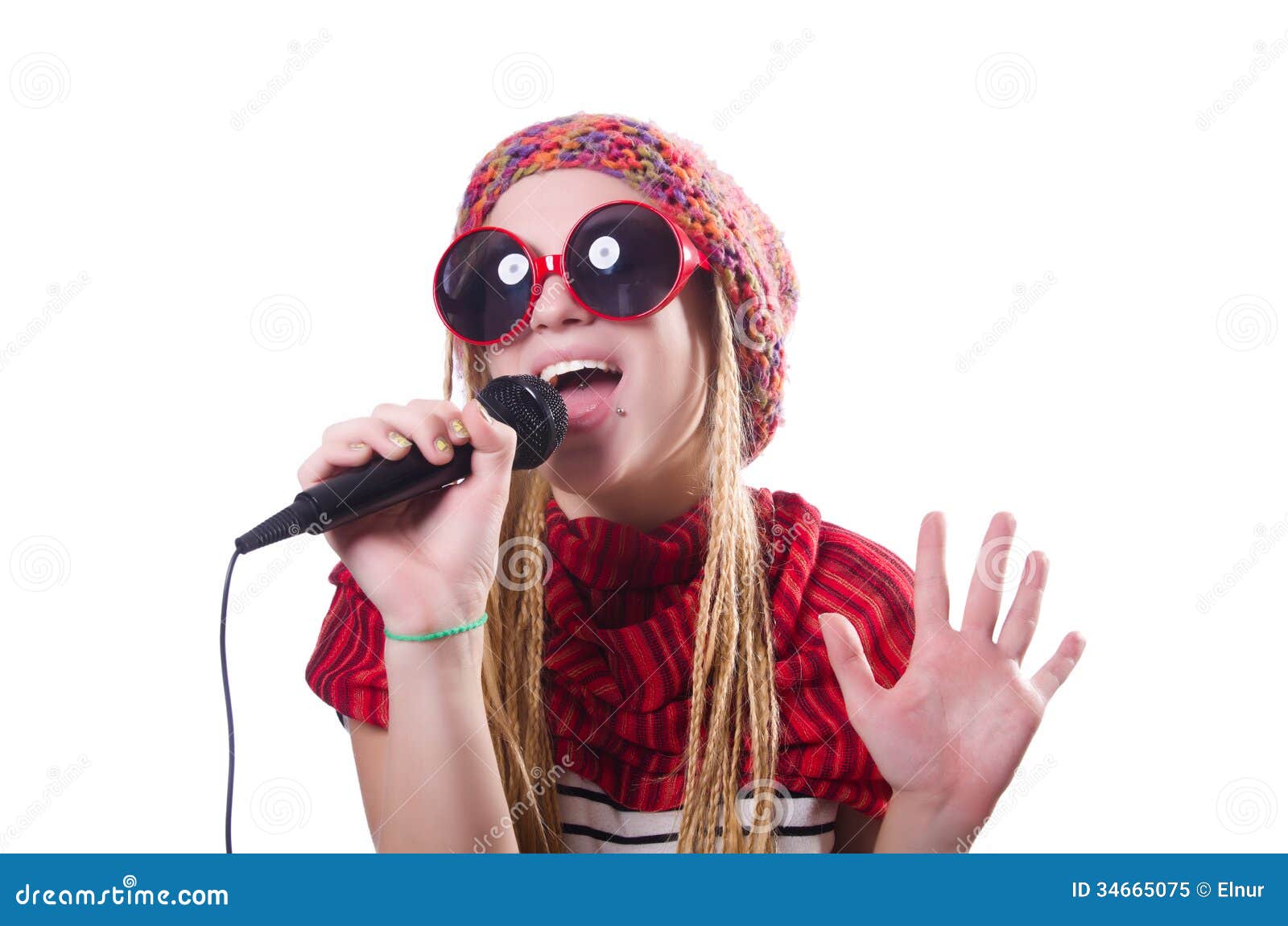 Young Female Singer with Mic Stock Image - Image of girl, performance ...
