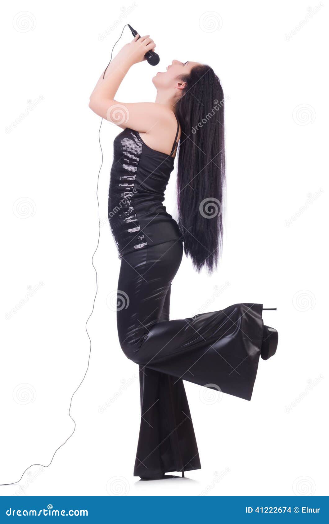 Young Female Singer with Mic Stock Photo - Image of beautiful ...