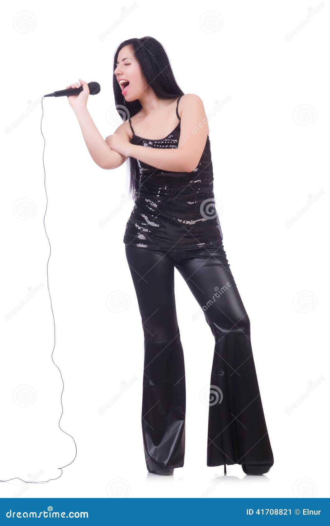 Young Female Singer with Mic Stock Image - Image of entertainment ...
