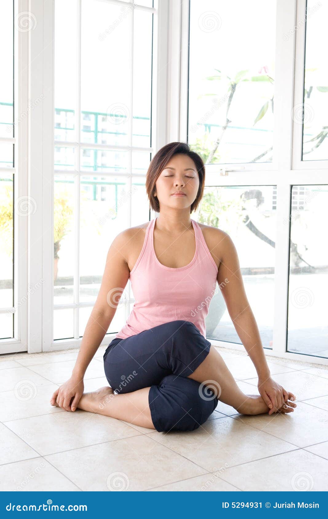 Young Female in Sitting Yoga Stance Stock Image - Image of figure ...