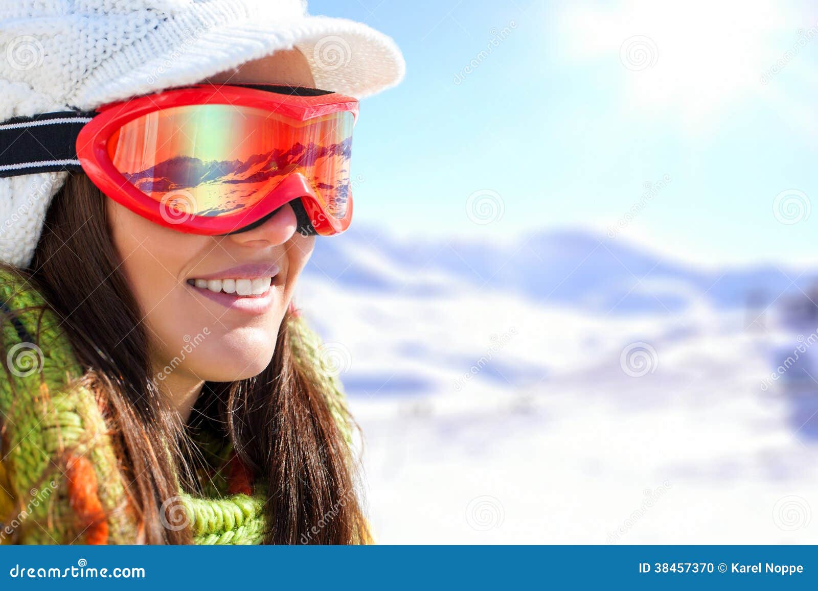 Young Female Skier with Goggles. Stock Photo - Image of happiness ...