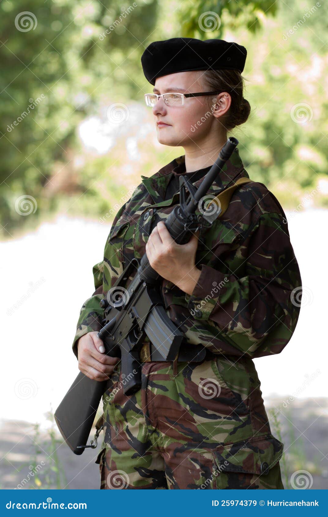 Young Female Soldier on Guard Stock Image - Image of outdoors, human ...