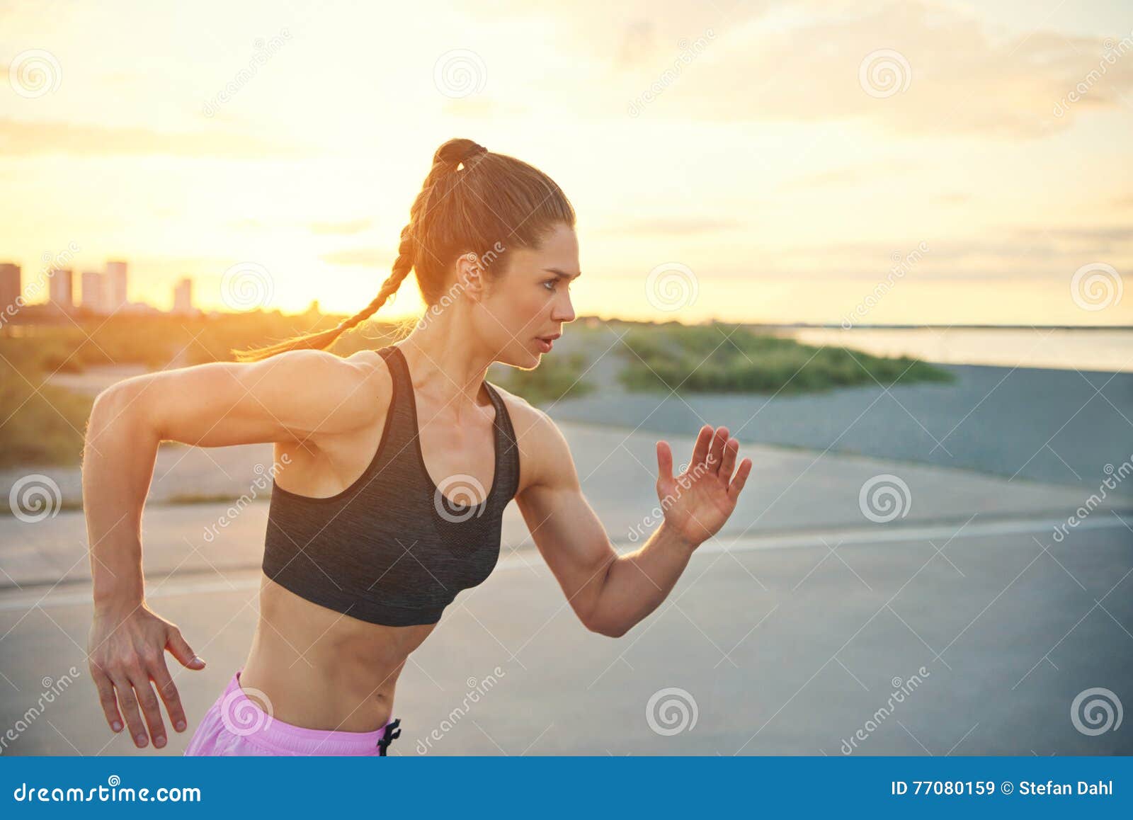 Young Female Sprinter Doing Time Trials Stock Image - Image of athlete ...