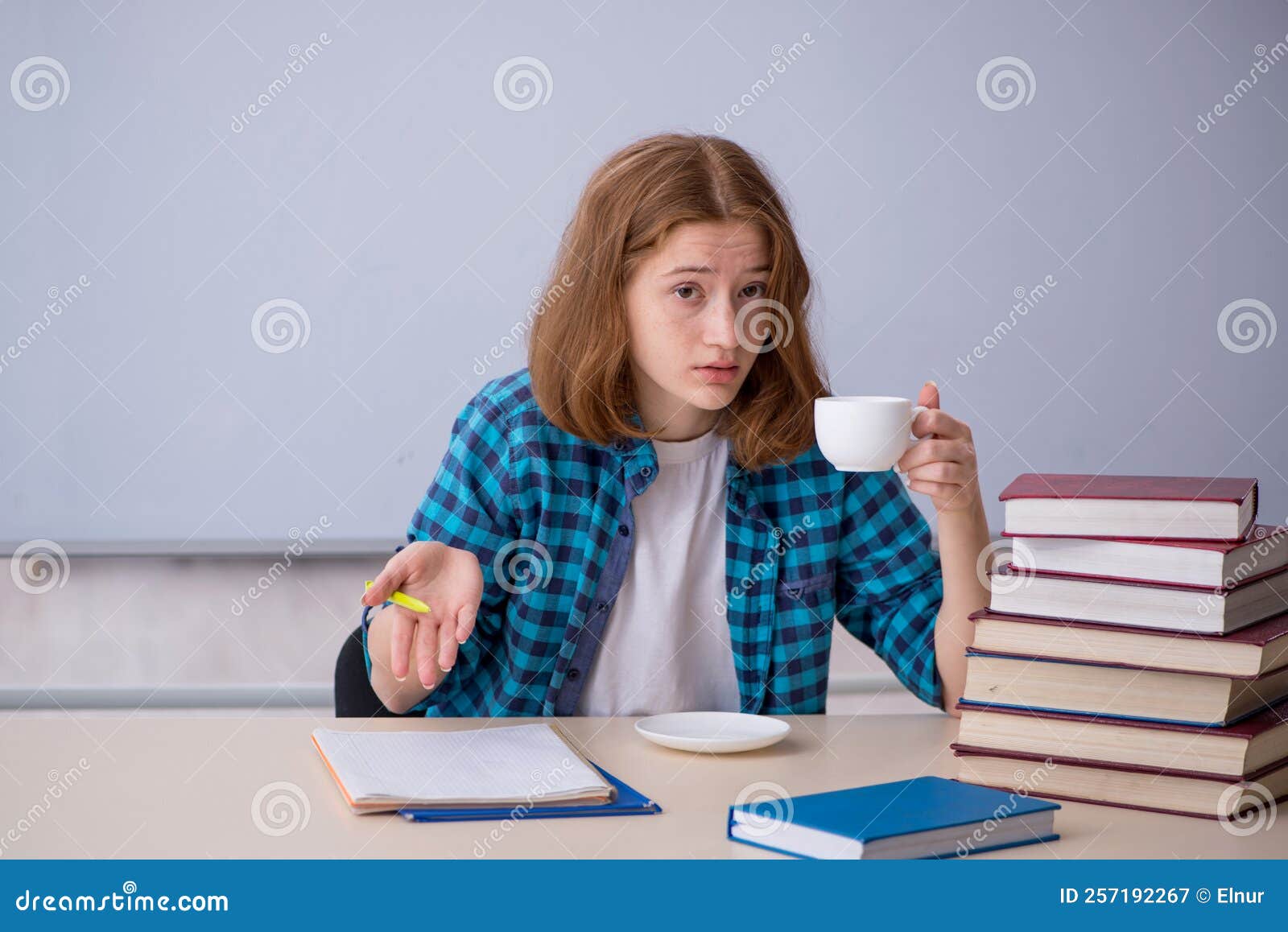 Young Female Student Drinking Coffee during Break Stock Image - Image ...