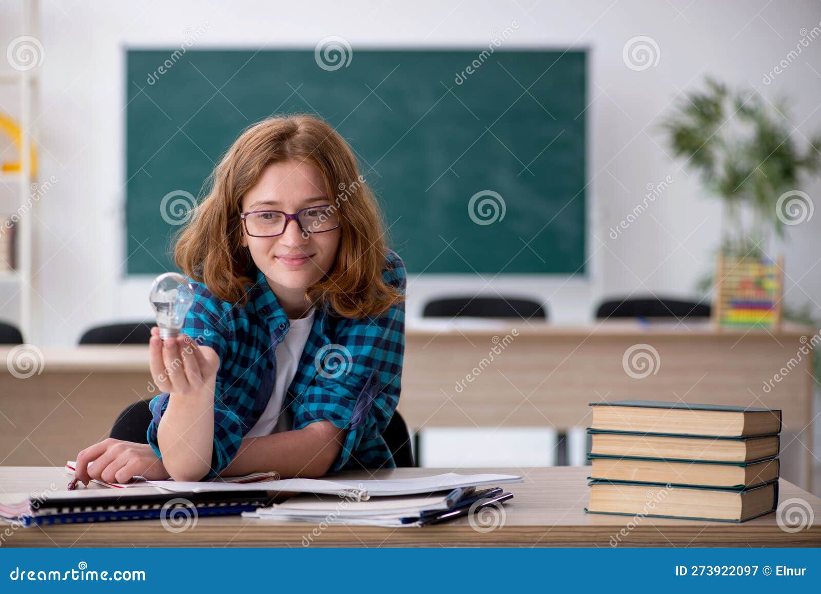 Young Female Student in Happy Idea Concept Stock Image - Image of ...