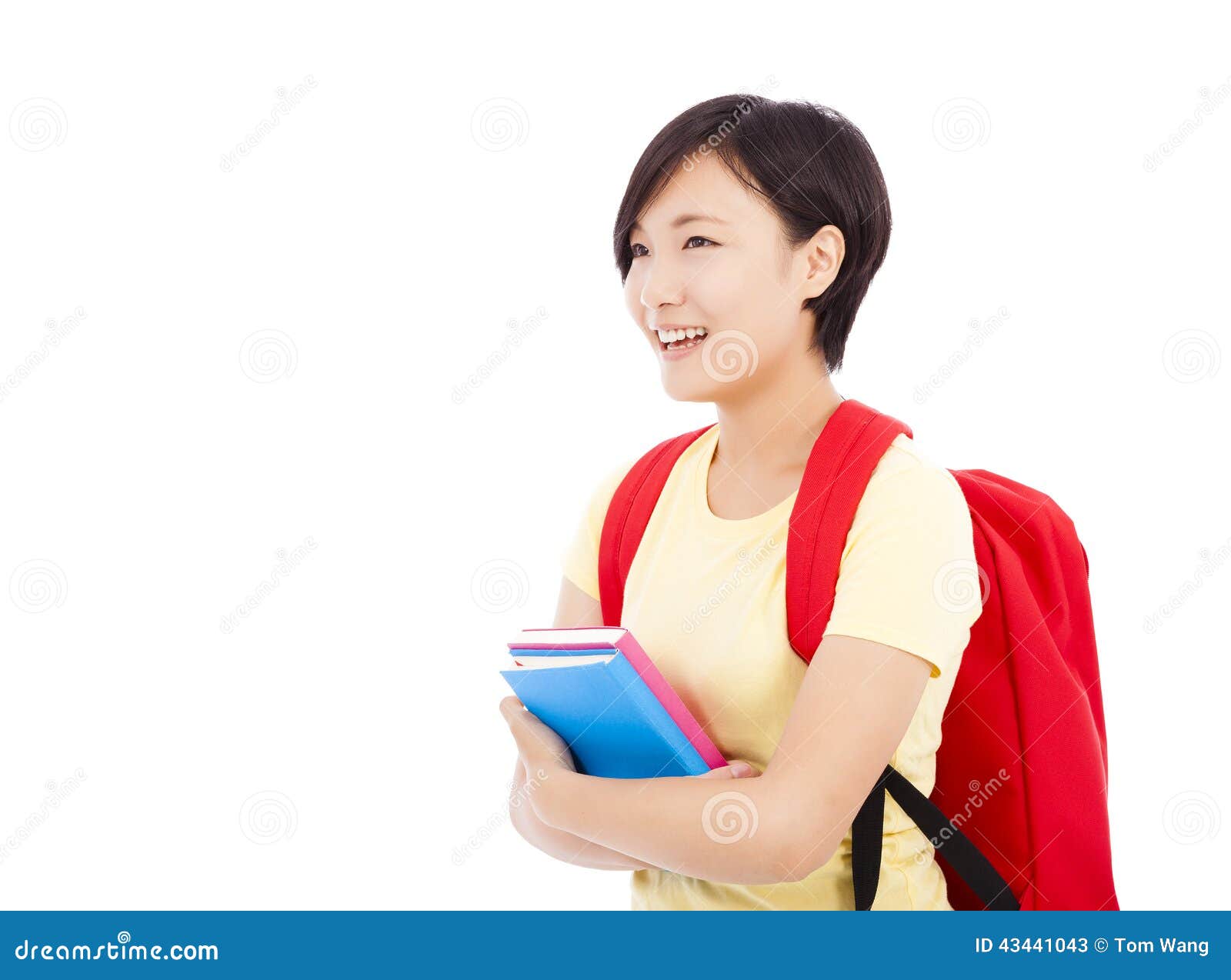 Young Female Student Holding Book with White Background Stock Image ...