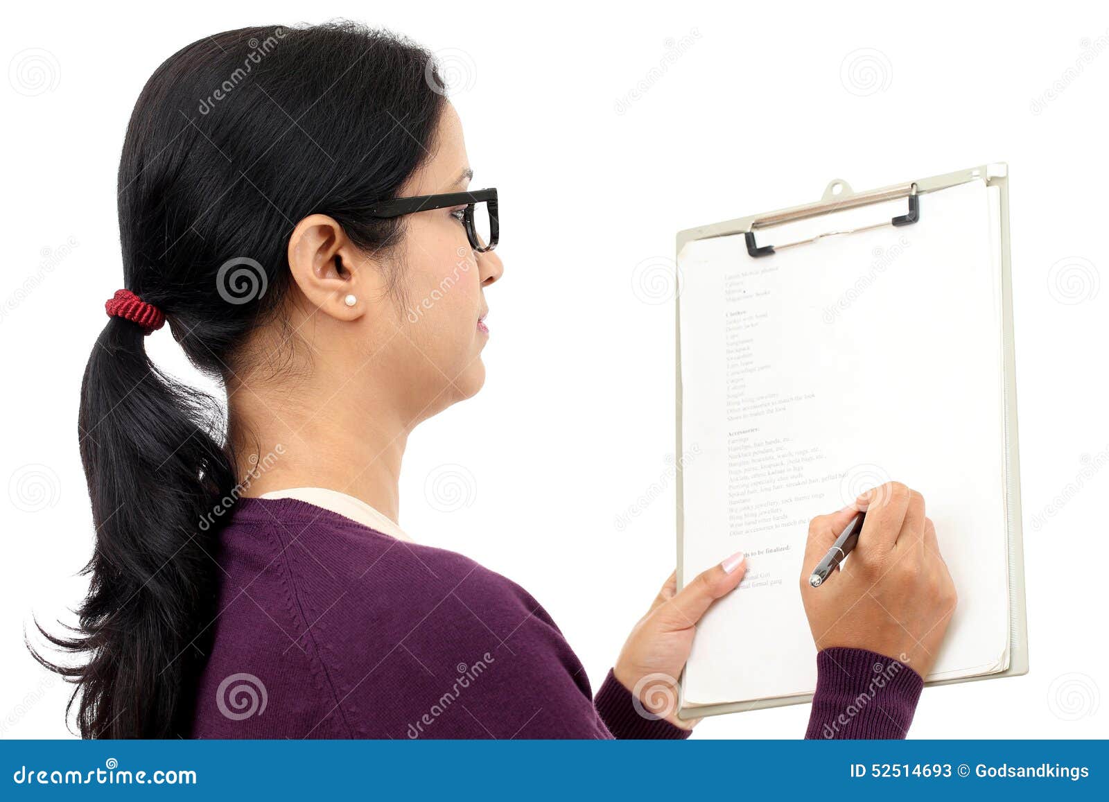 Young Female Student Holding Clipboard Stock Image - Image of notes ...