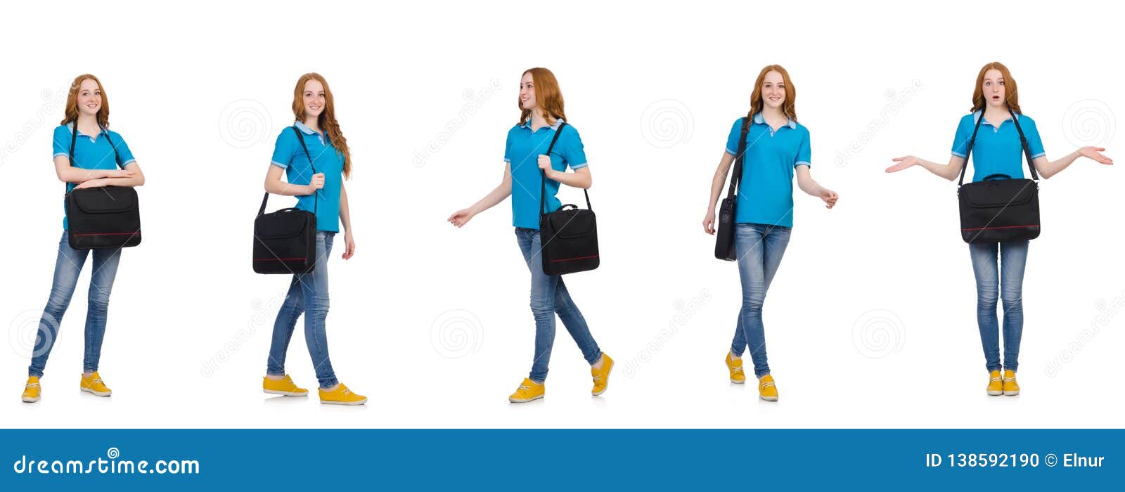 The Young Female Student Isolated on White Stock Photo - Image of books ...