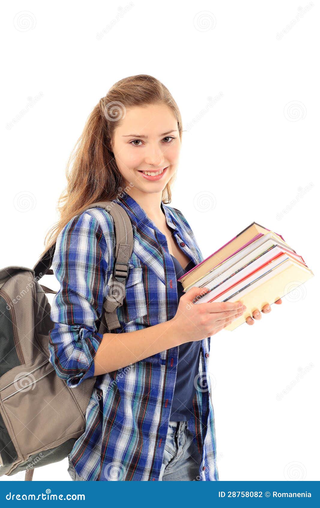 Young Female Student Isolated on White Stock Photo - Image of young ...