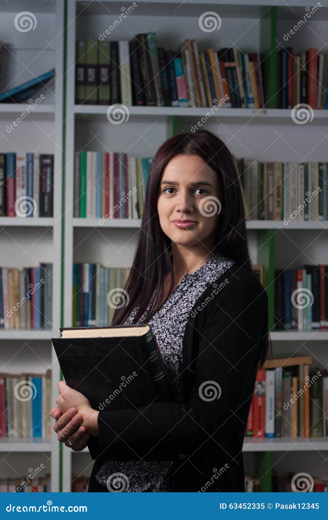 Young Female Student in Library Stock Image - Image of person, adult ...