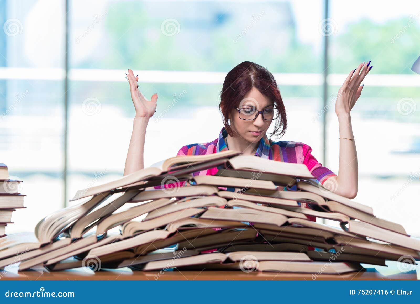 The Young Female Student Preparing for Exams Stock Photo - Image of ...
