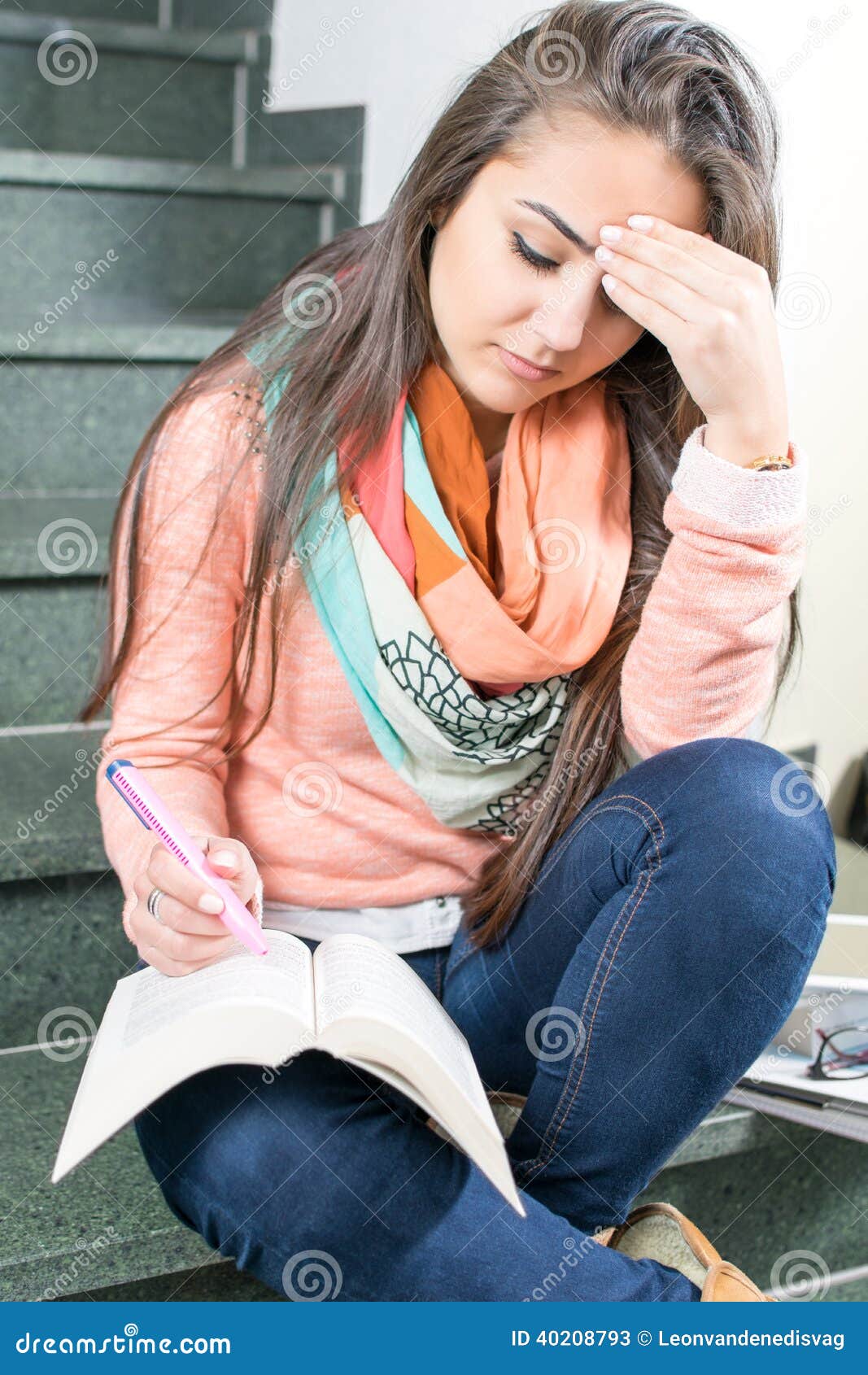 Young Female Student Reading a Book Stock Image - Image of pretty ...