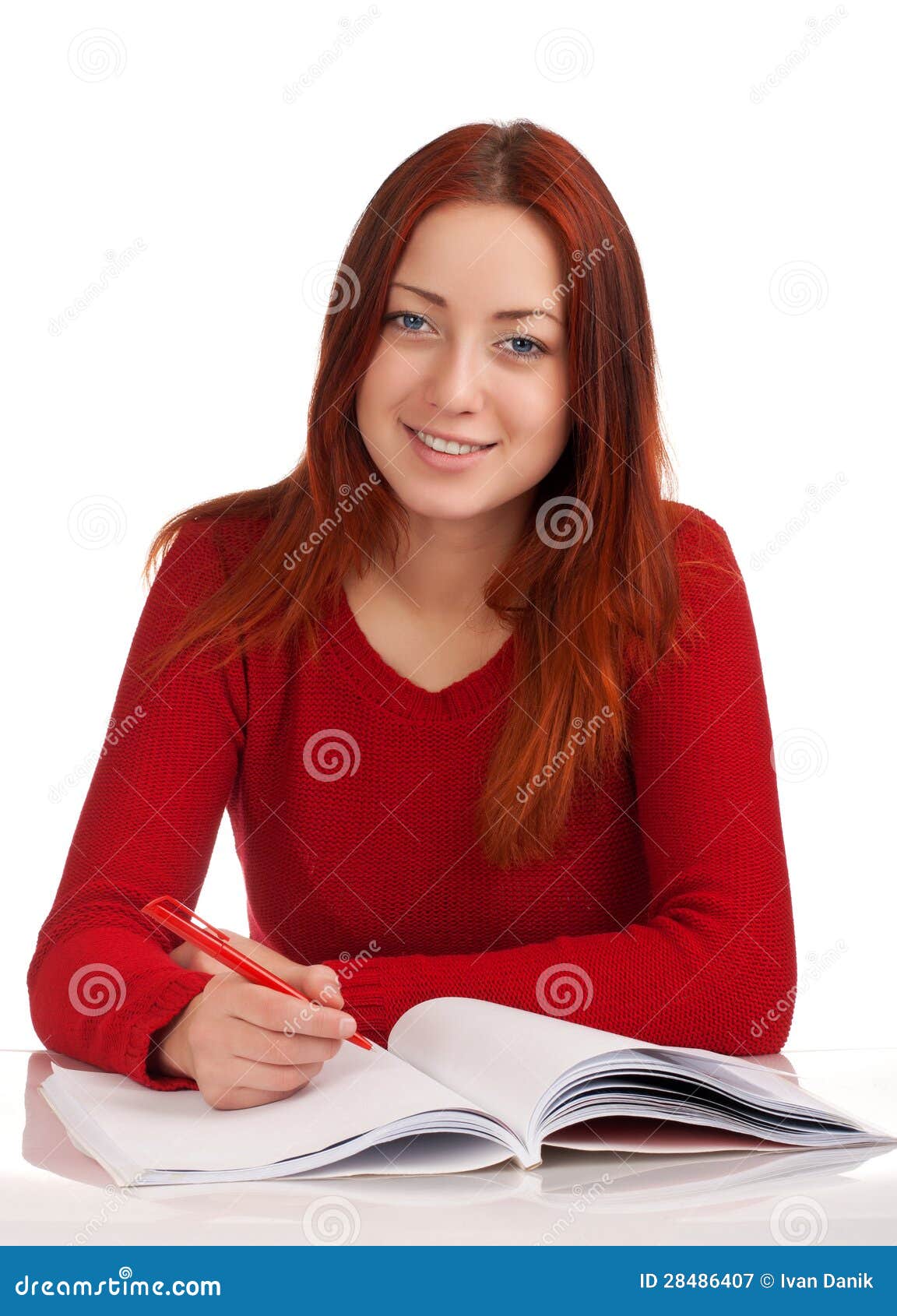 Young Female Student Studying Stock Image - Image of college, happy ...