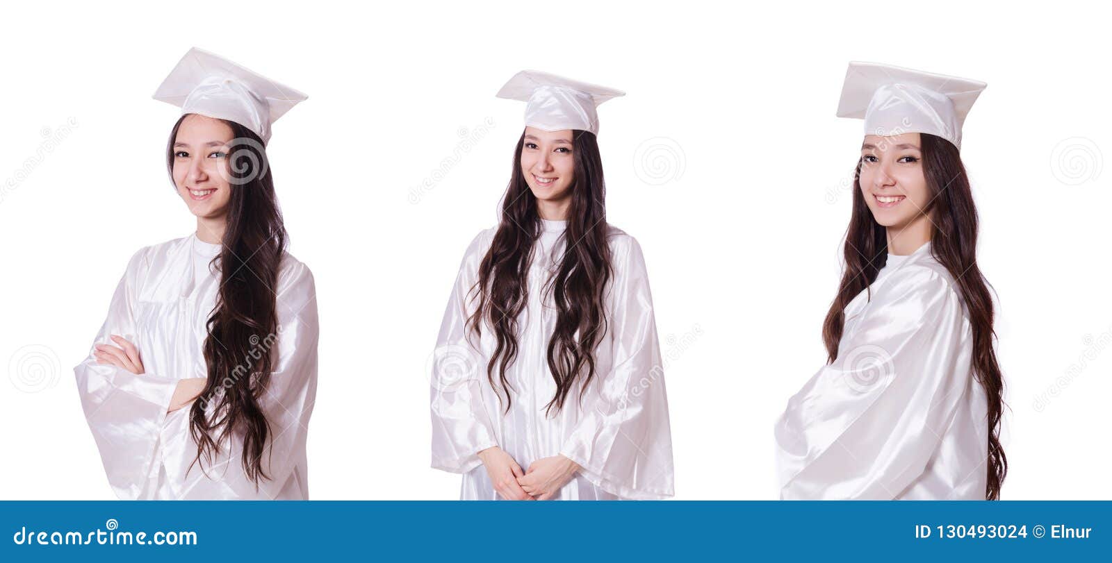The Young Female Student on White Stock Photo - Image of learning ...
