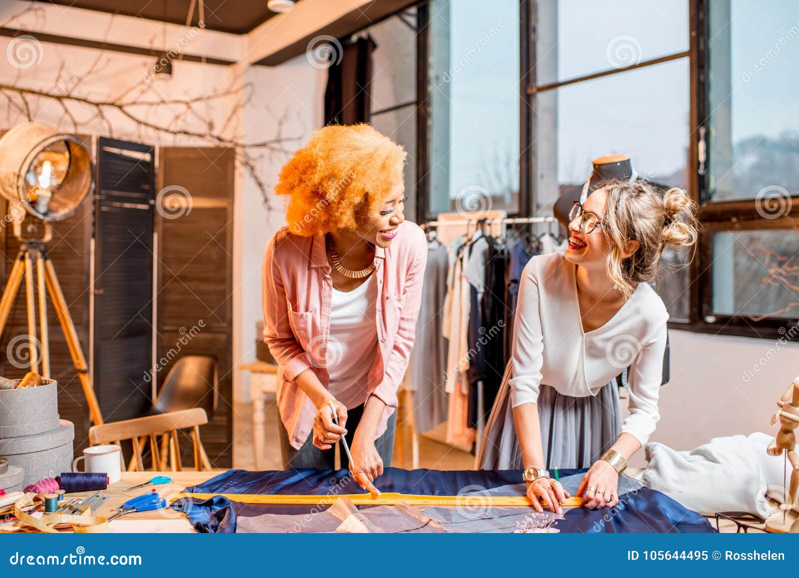 Young Female Tailors Working with Clothes Stock Image - Image of dress ...
