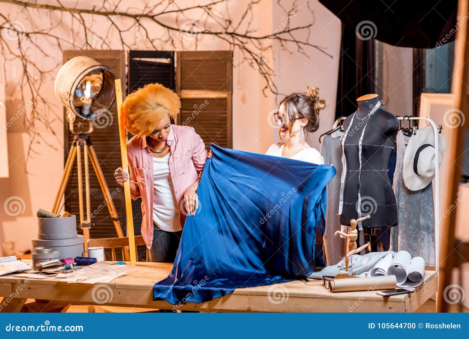 Young Female Tailors Working with Clothes Stock Photo - Image of fabric ...