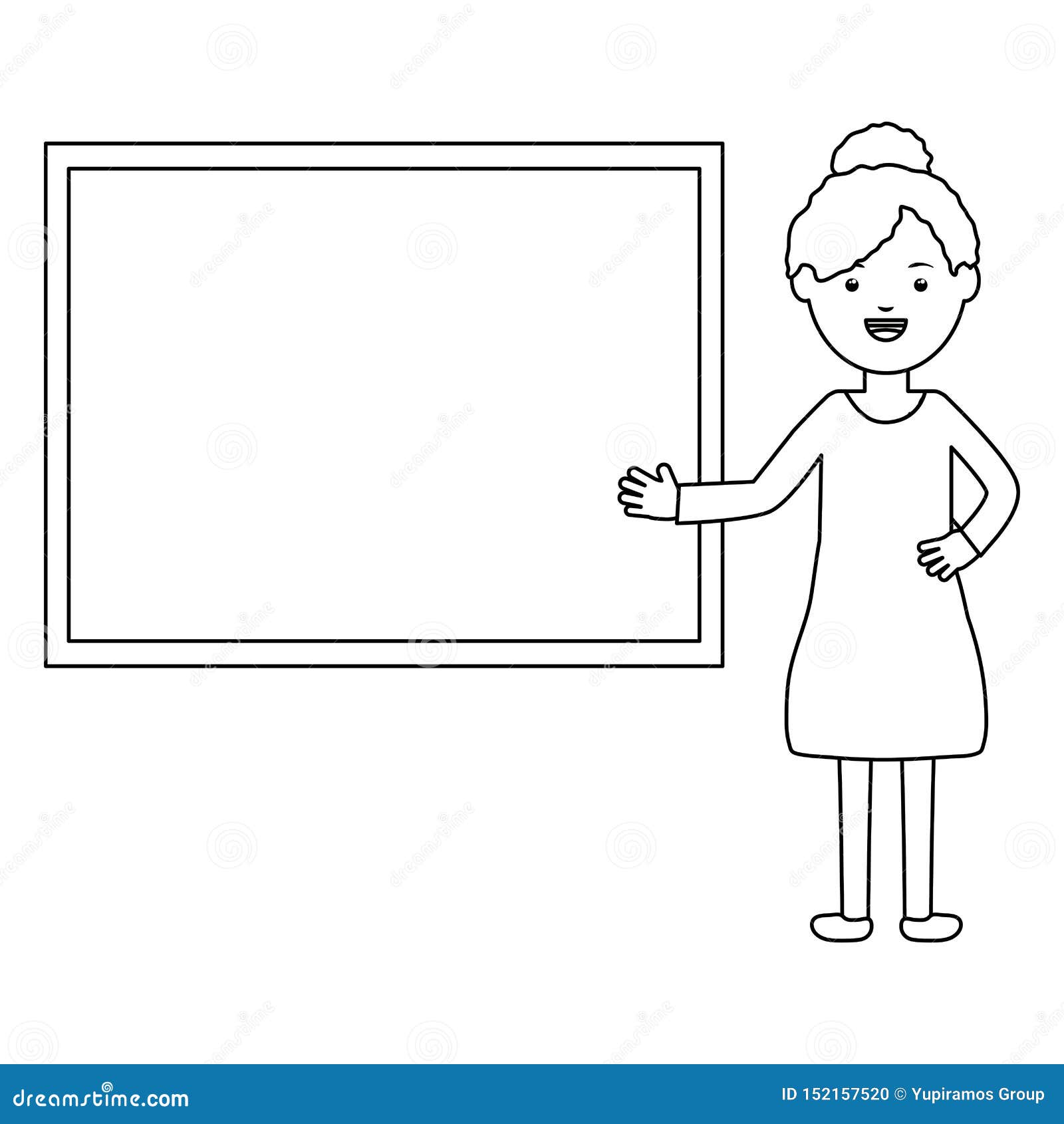 Young Female Teacher With Chalkboard Stock Vector Illustration Of