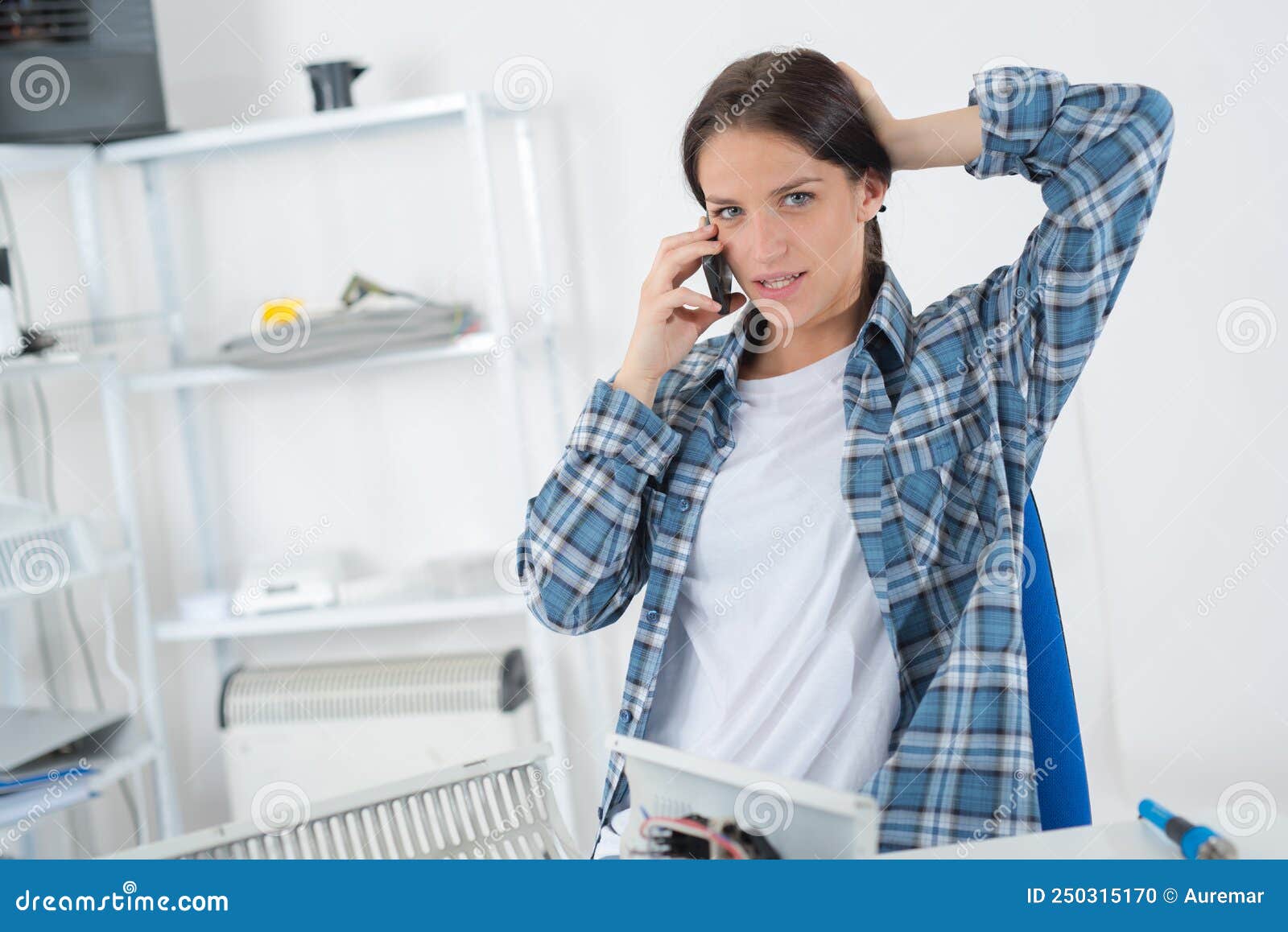 Young Female Technical Support on Phone Stock Photo - Image of help ...