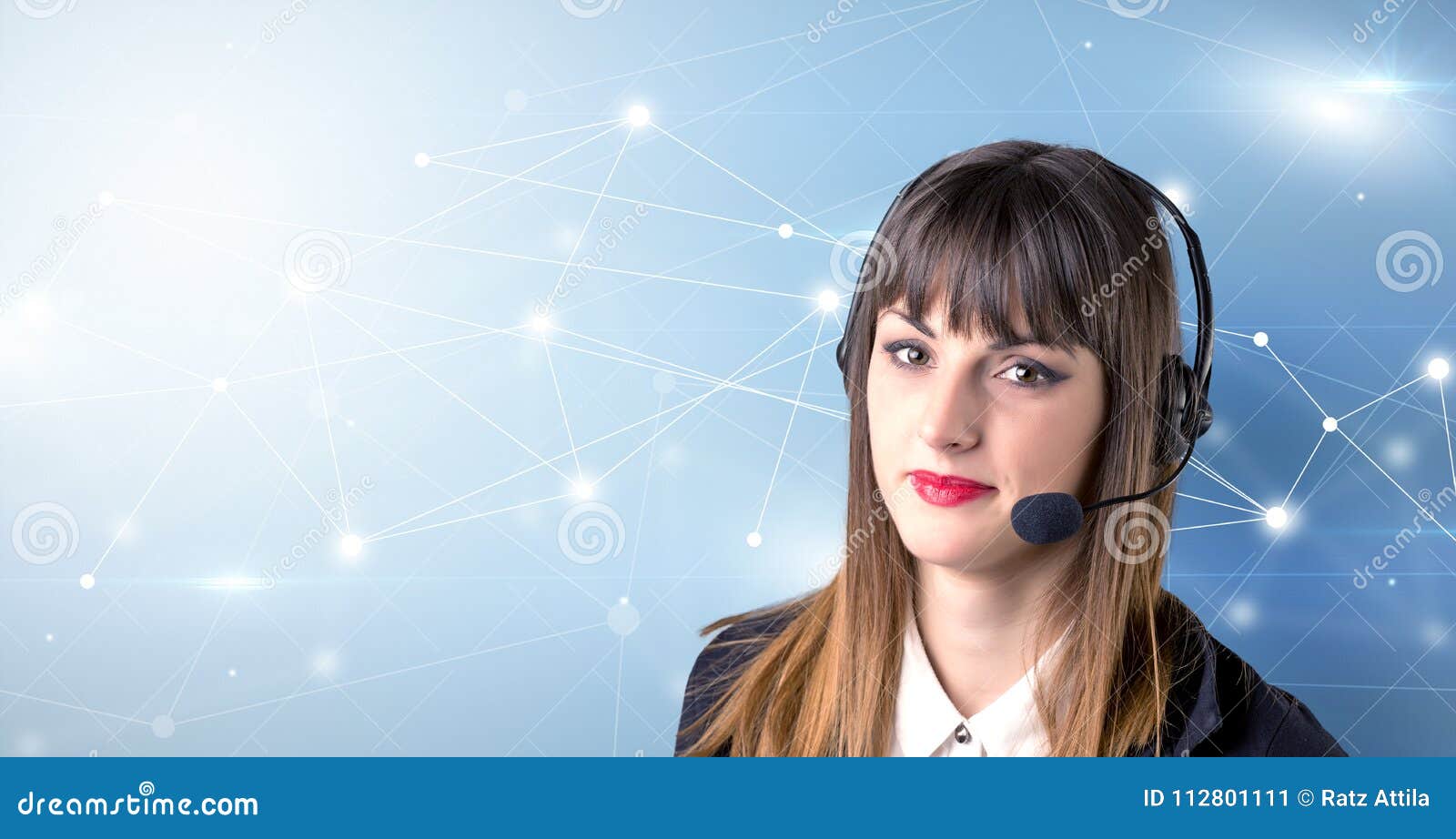 Young Female telemarketer stock image. Image of connectivity - 112801111
