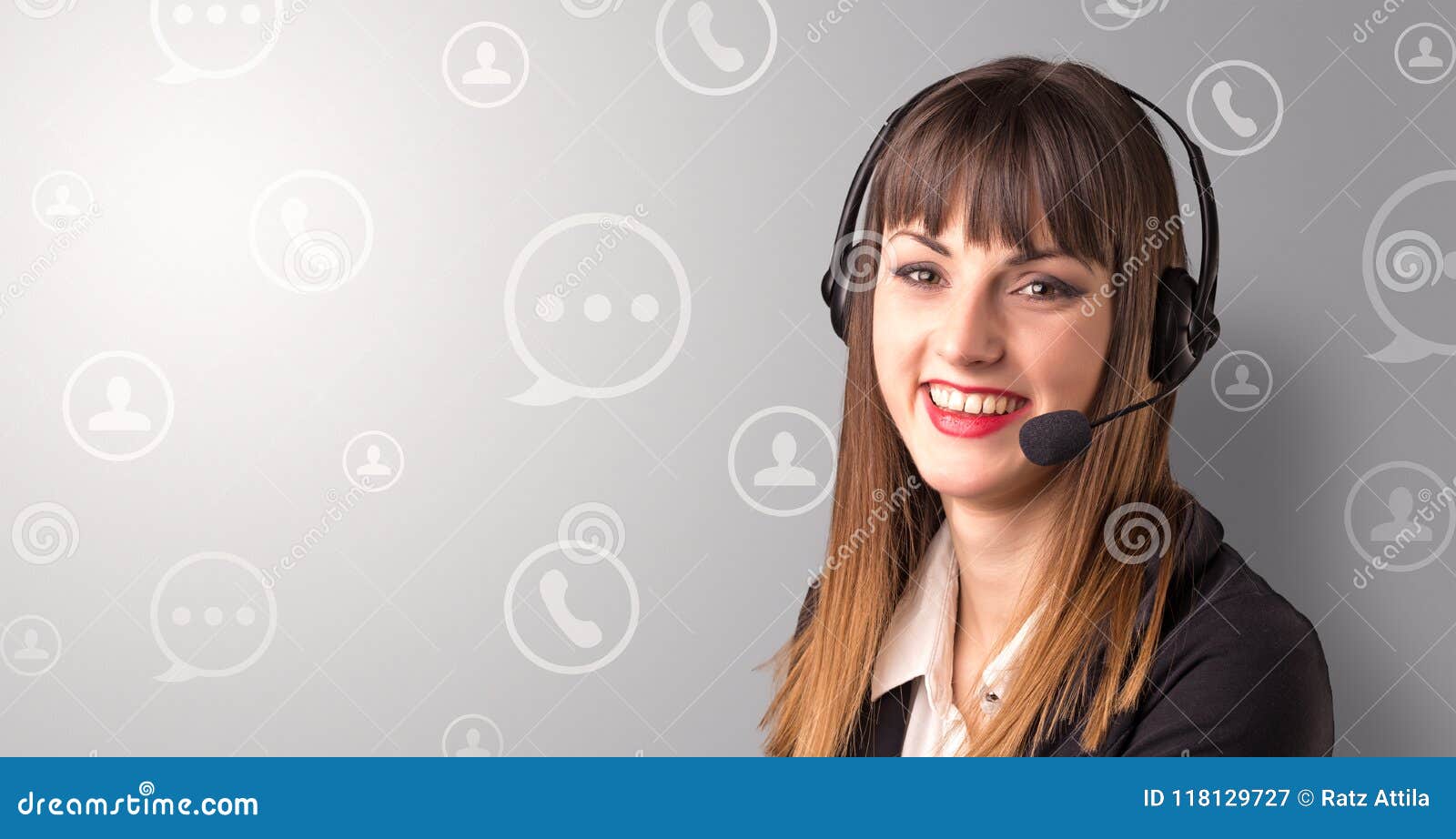 Female telemarketer c stock image. Image of female, office - 118129727
