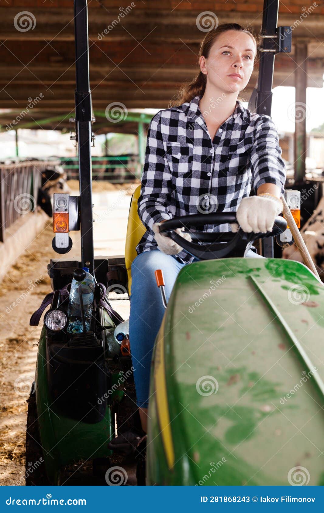 Female Farmer Working on Tractor Stock Image - Image of labor ...