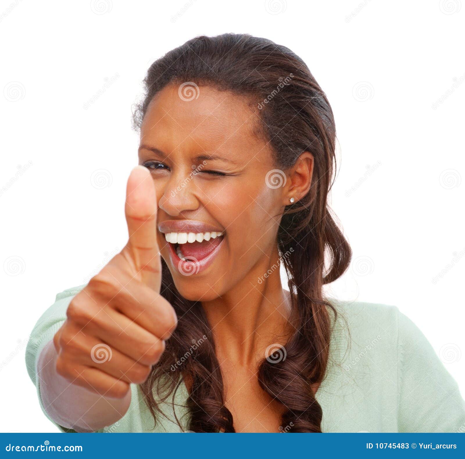 Young Female Winking while Showing a Success Sign Stock Image - Image ...
