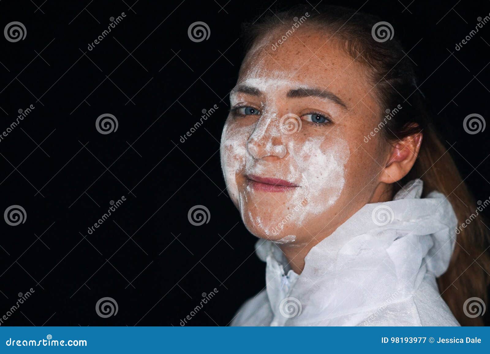 A Young Female Worker in a Dust Suit Stock Image - Image of protection ...