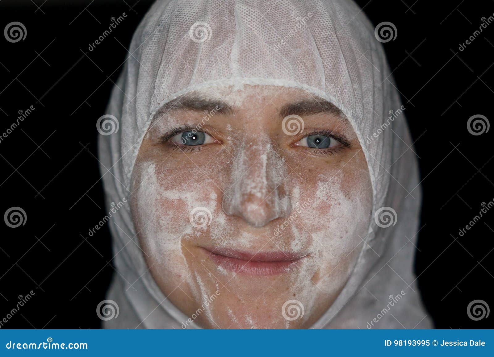 A Young Female Worker in a Dust Suit Stock Image - Image of head ...