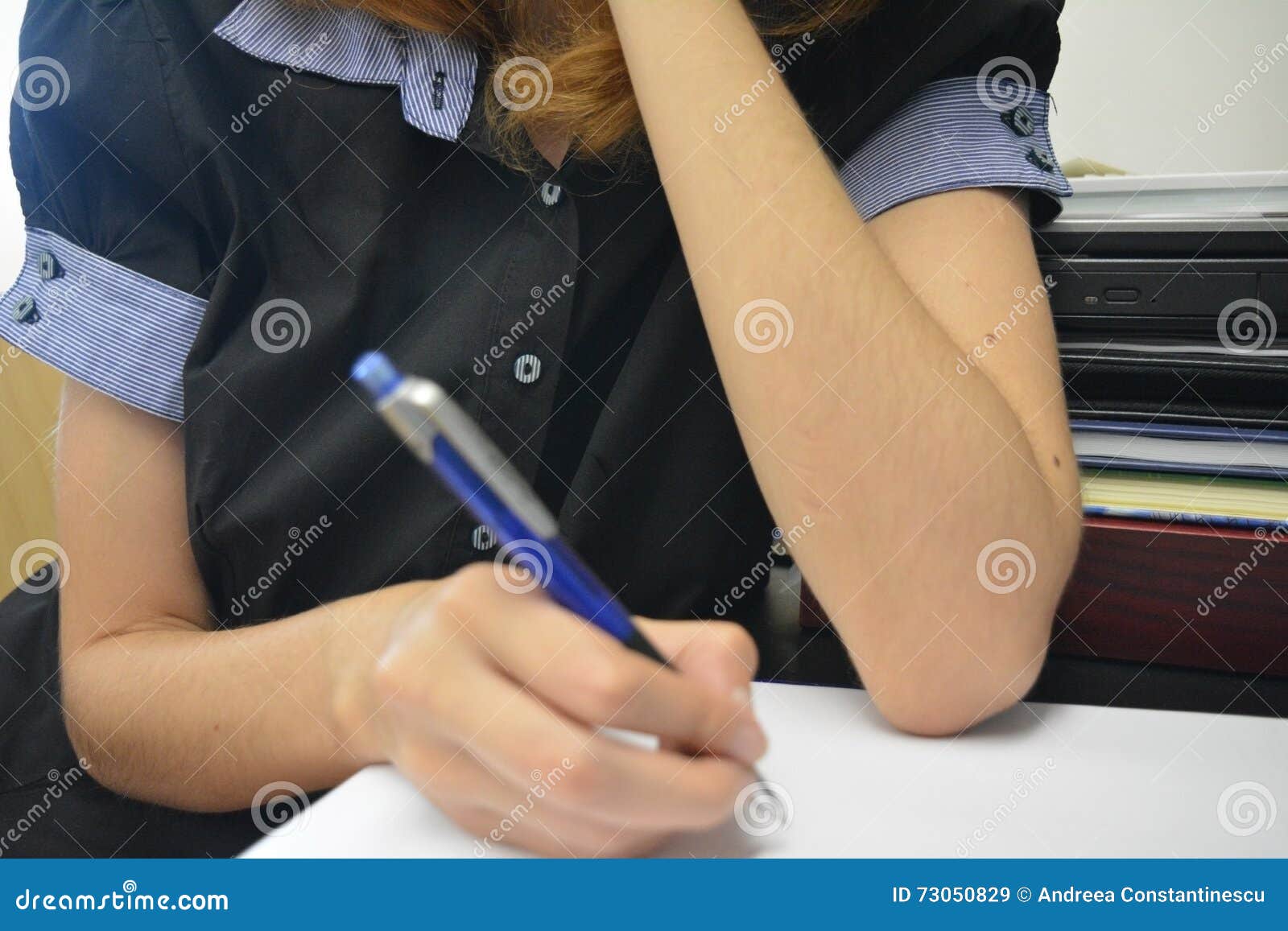 Young Female Writing on Paper Stock Image - Image of ethnicity, blond ...