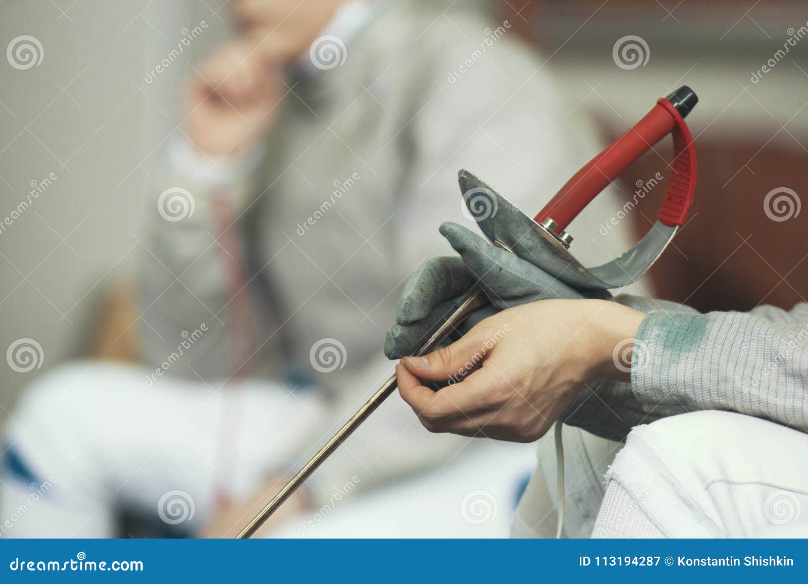 Young Fencer in Uniform Holding Rapier in Hands Stock Image - Image of ...