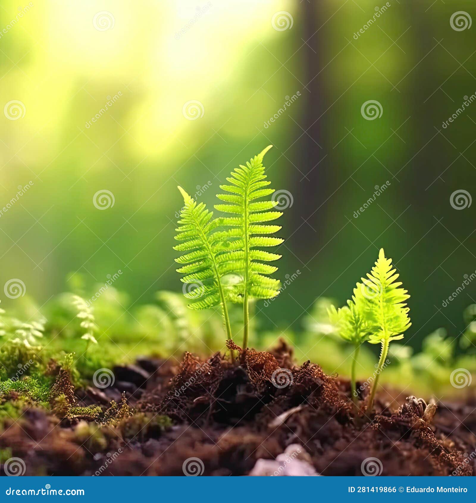 Young Fern Growing in the Forest, Shallow Depth of Field Stock ...