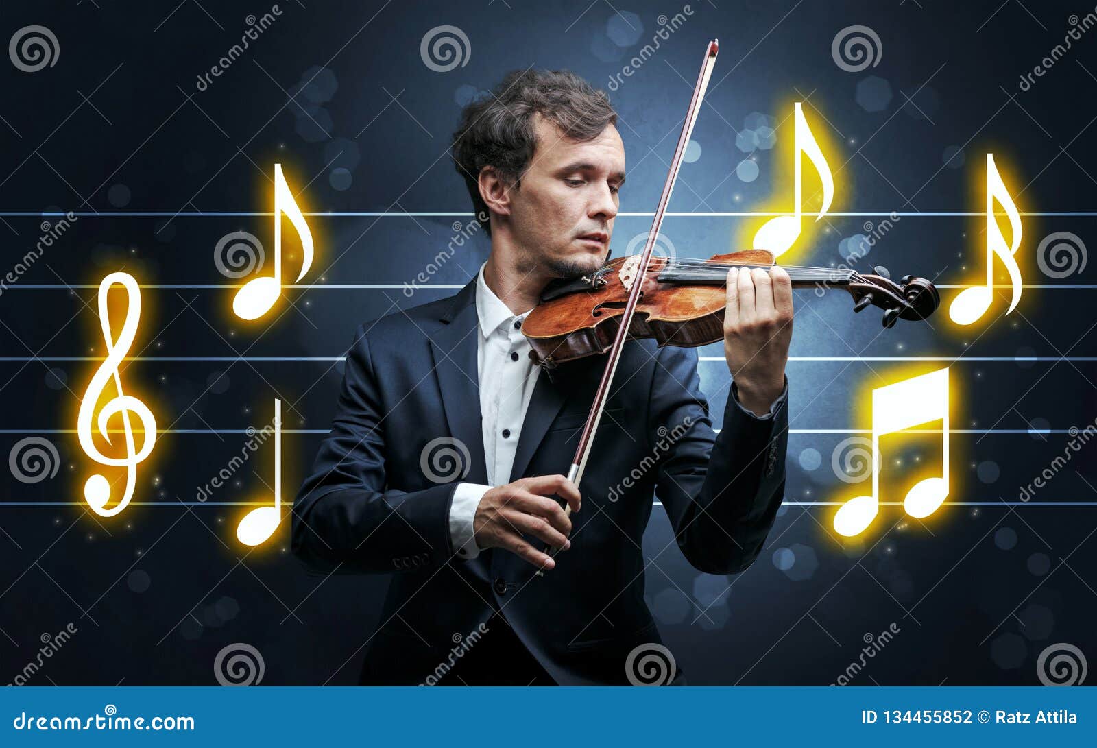 Young Fiddler with Music Sheet Stock Photo - Image of classical, lesson ...