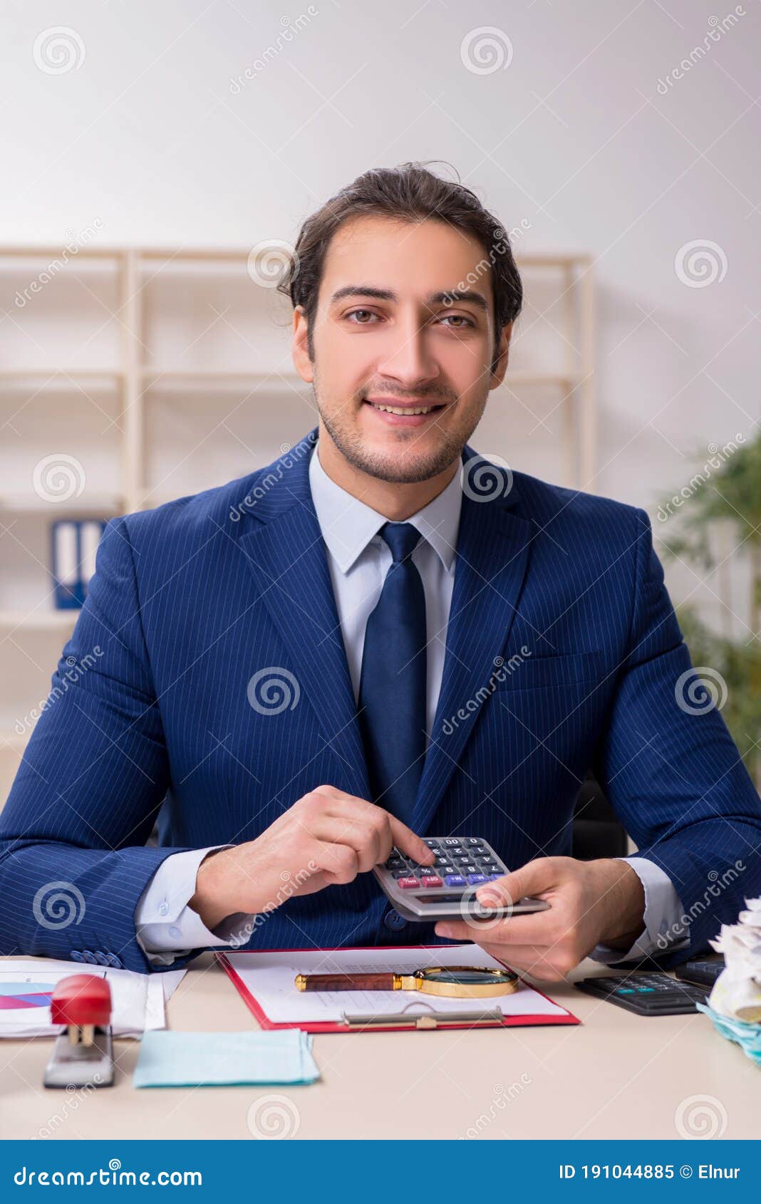 Young Male Financial Manager in the Office Stock Image - Image of ...