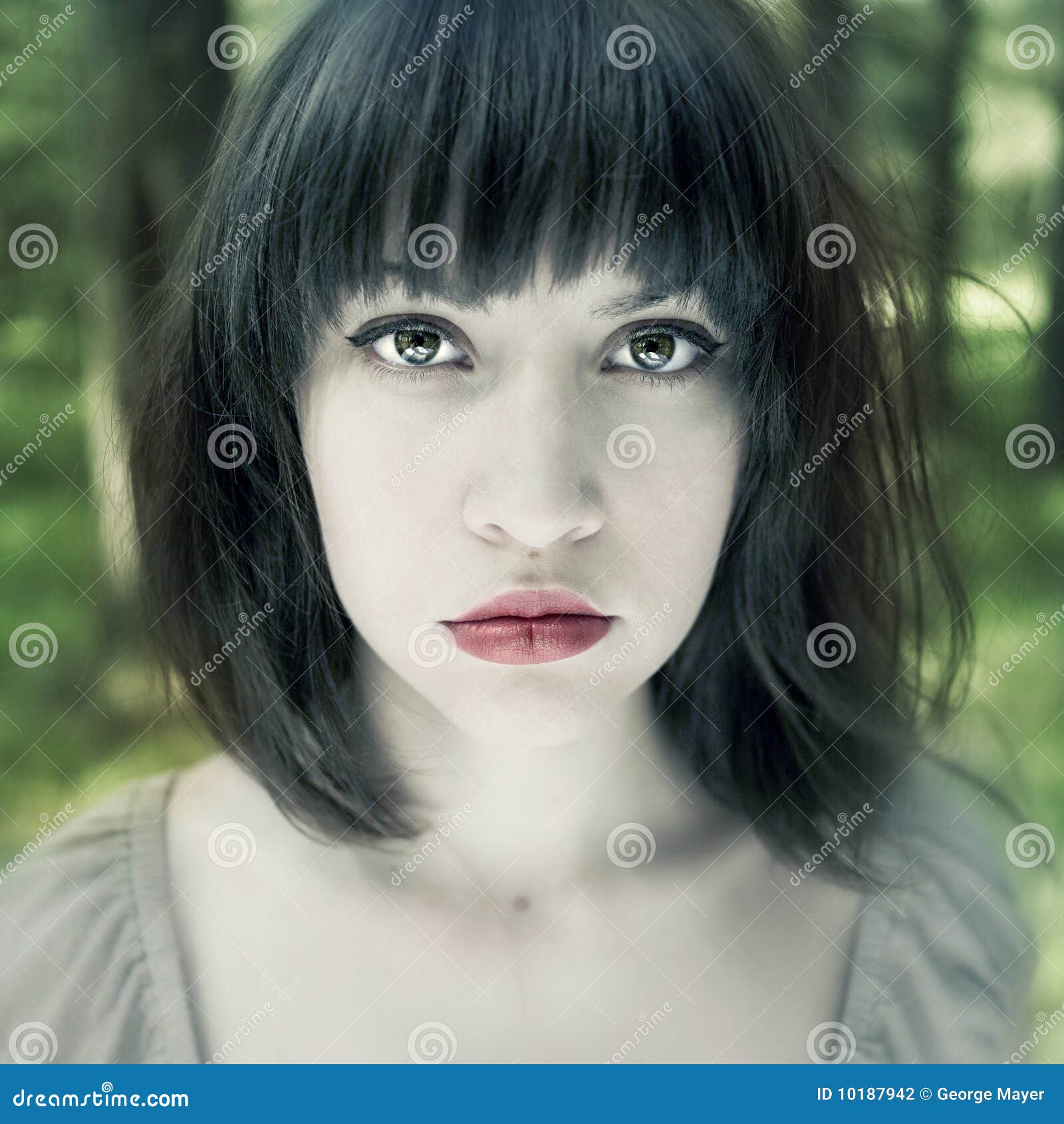 Young fine woman in forest stock photo. Image of brunette - 10187942