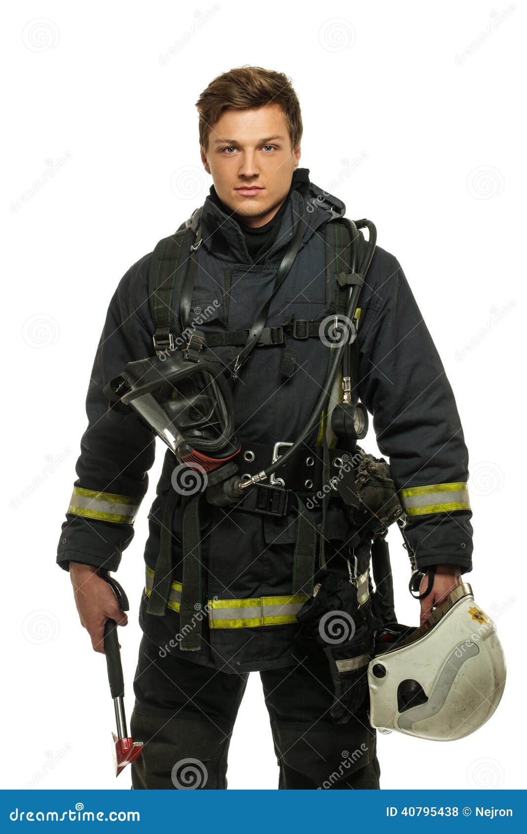 Young Firefighter with Helmet Stock Photo - Image of crew, department ...