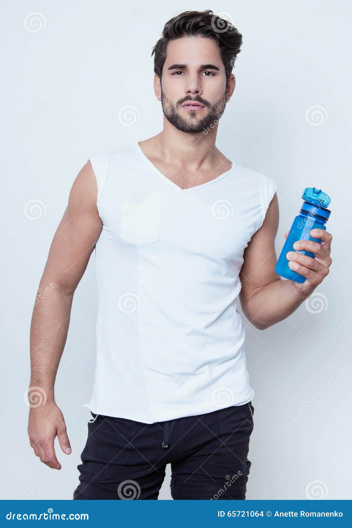 Young fit man stock photo. Image of good, looking, bottle - 65721064