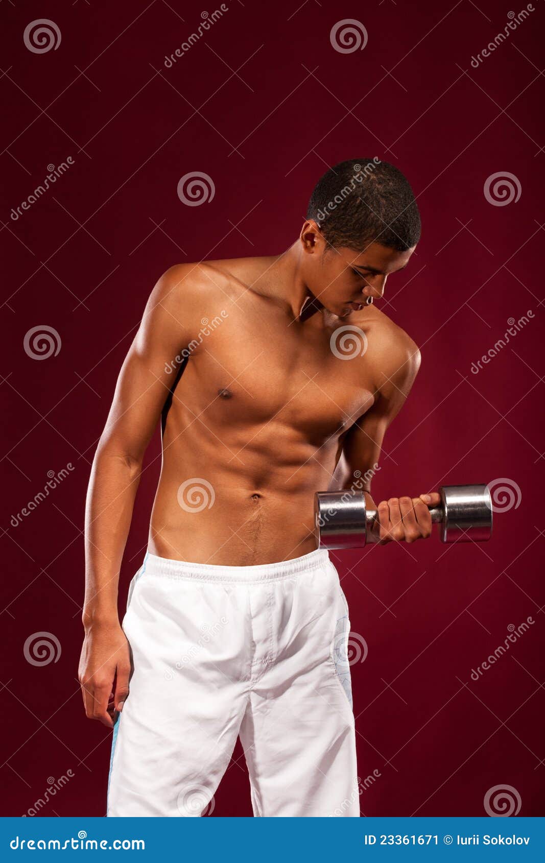 Young Fit Man Lifting Dumbell Stock Image - Image of male, athletic ...