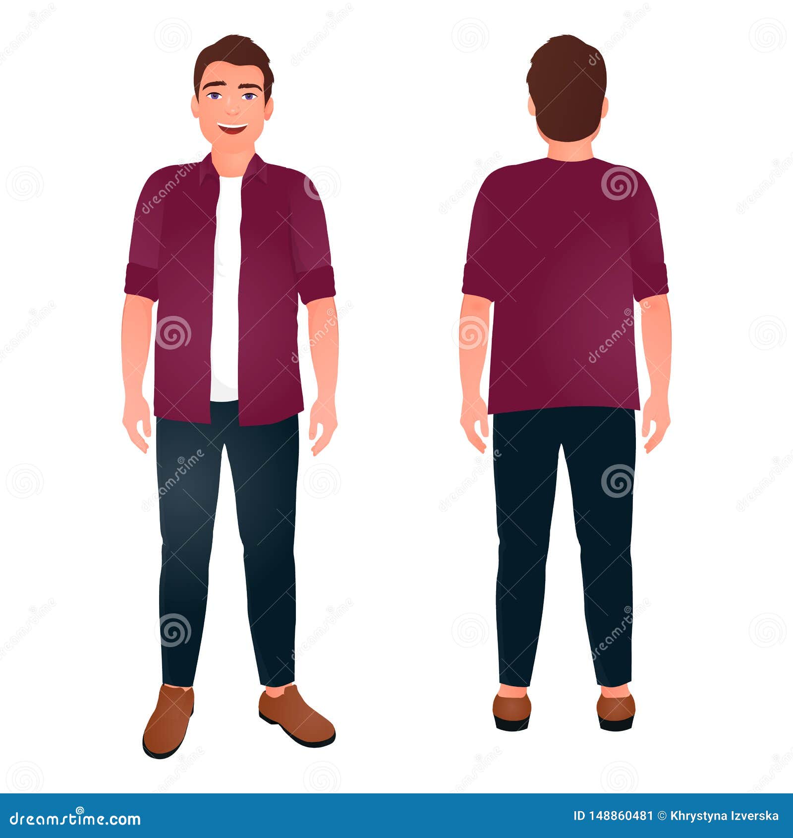 Young Flat Man Standing. Character Vector Eps10 Stock Vector ...