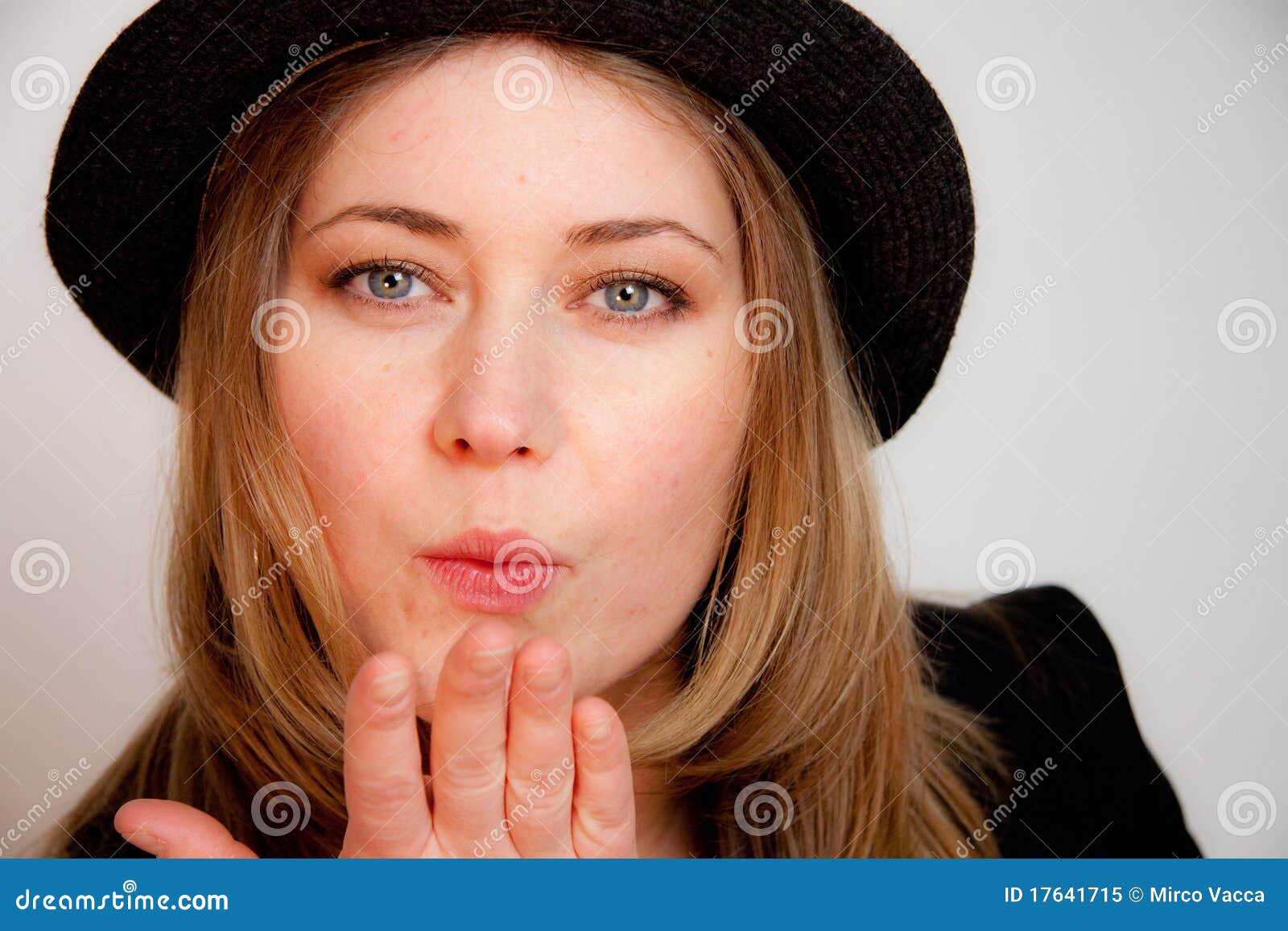 Young Flirting Woman is Wearing a Hat Stock Image - Image of beautiful ...