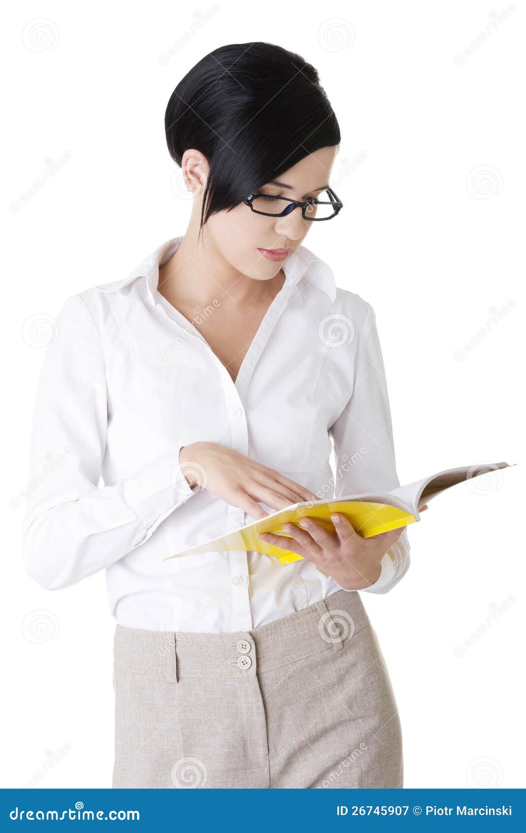Young Focused Female Reading Book Stock Image - Image of attractive ...